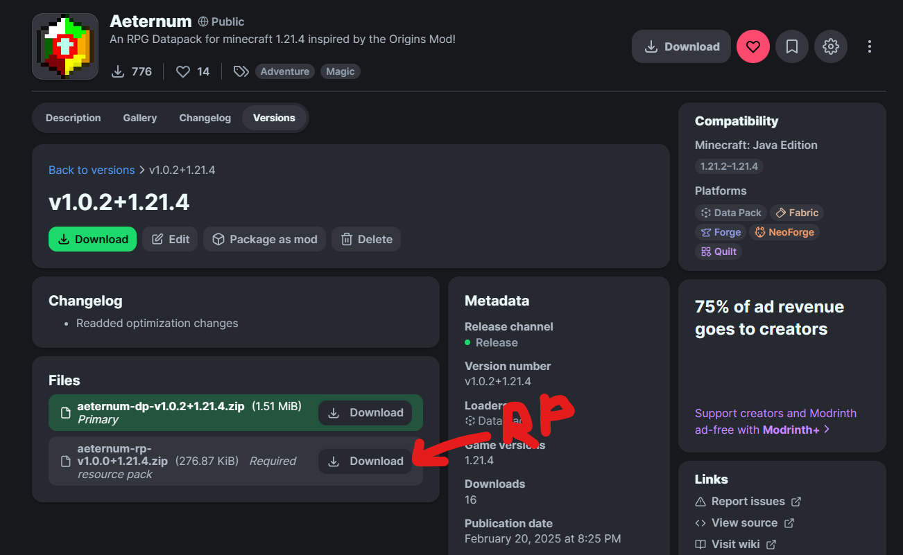 Aeternum Minecraft Data Pack