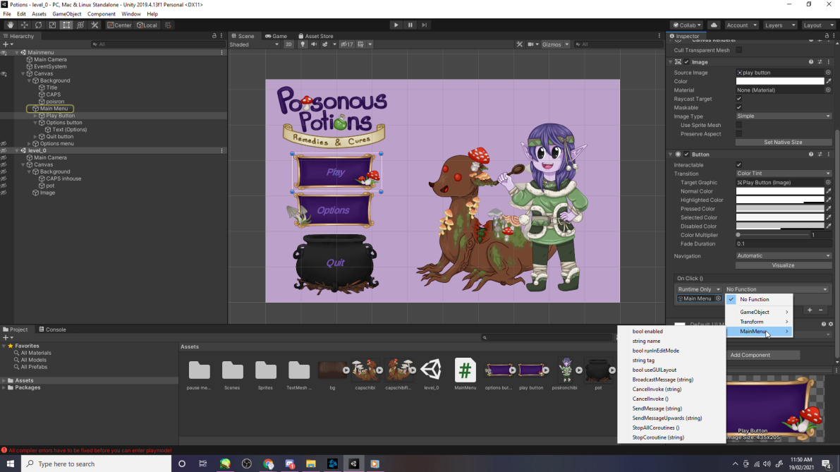 Issues with linking a script to a button (Total Unity nube here) : r/Unity2D