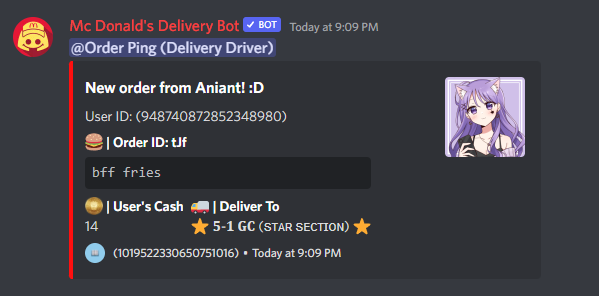McDonald's Bot | Discord App Directory