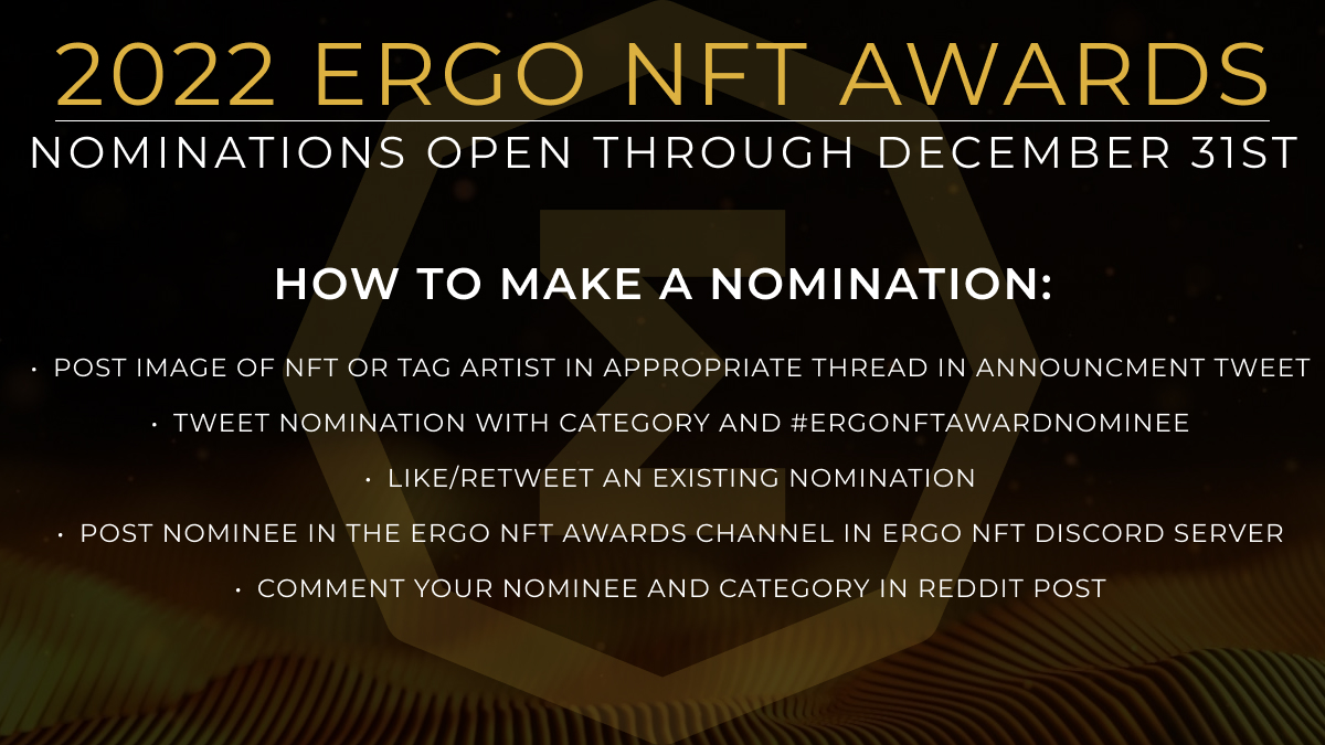 Taking nominations for 2022 Ergo NFT Awards. See tweet for details ...