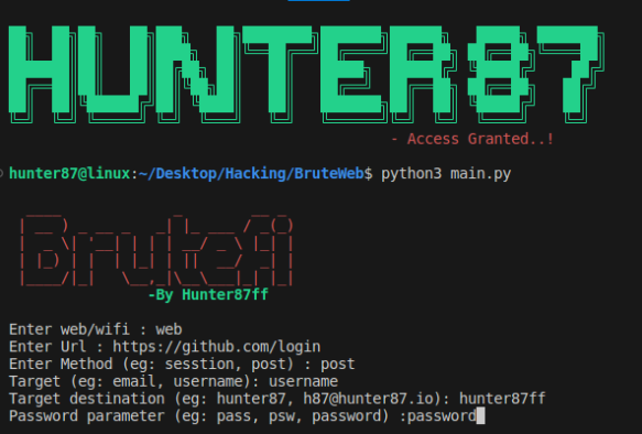 GitHub - Hunter87ff/Brutefi: Simple and useful tool for bruteforce attack on web and wifi