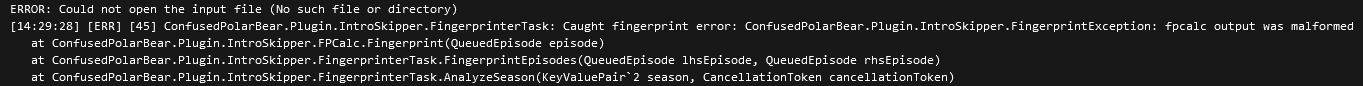 Could not open the input file · Issue #16 · ConfusedPolarBear/intro-skipper · GitHub