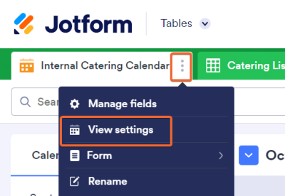 Jotform Tables- Calendar
